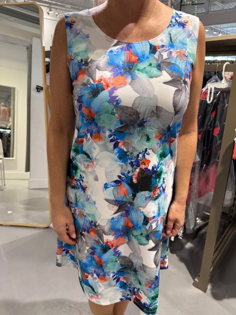 Robe Julia Divina 1015-FLEUR-TURQ-GRIS